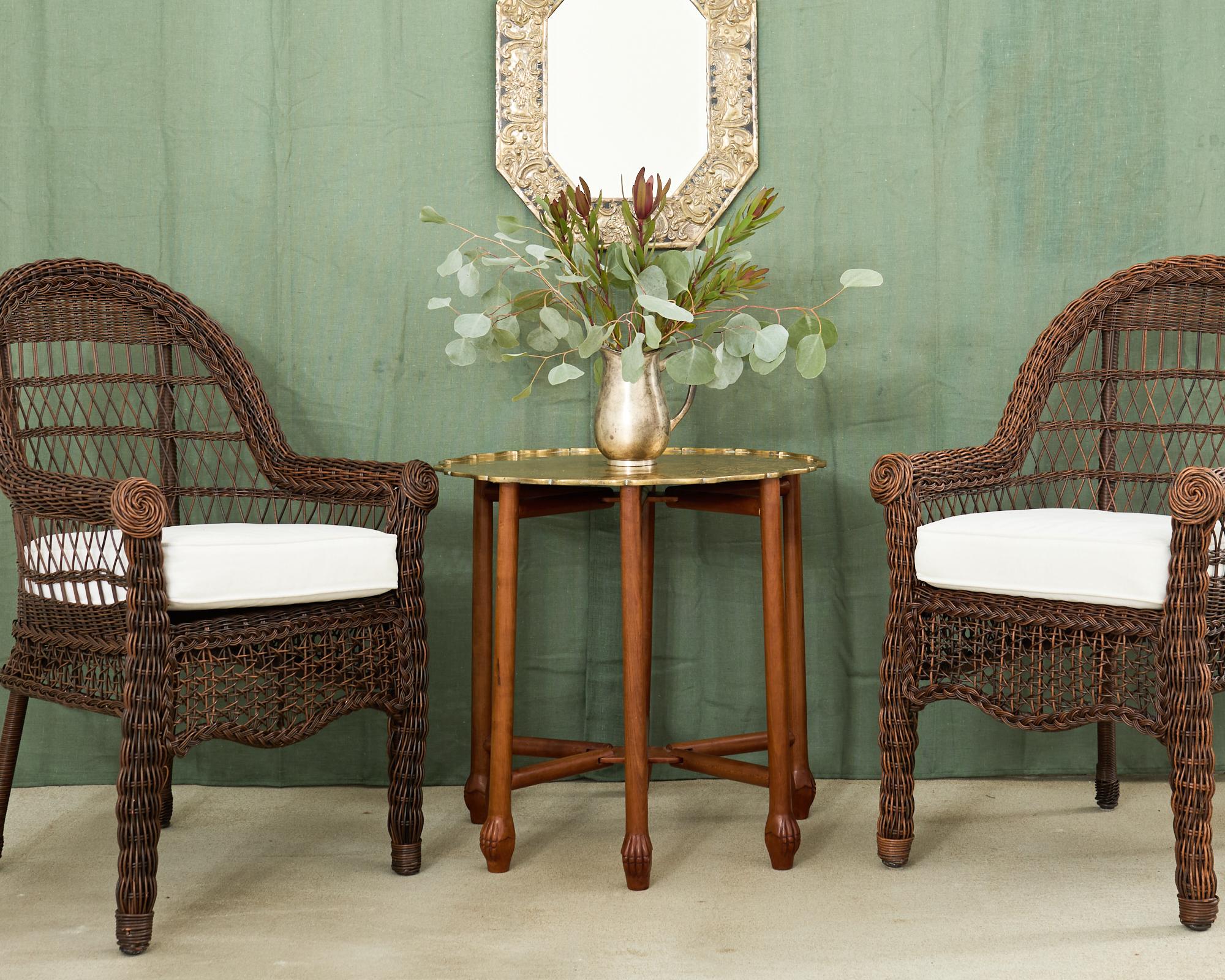 Asian Etched Brass Tray Table on Six Leg Folding Stand – Erin Lane Estate