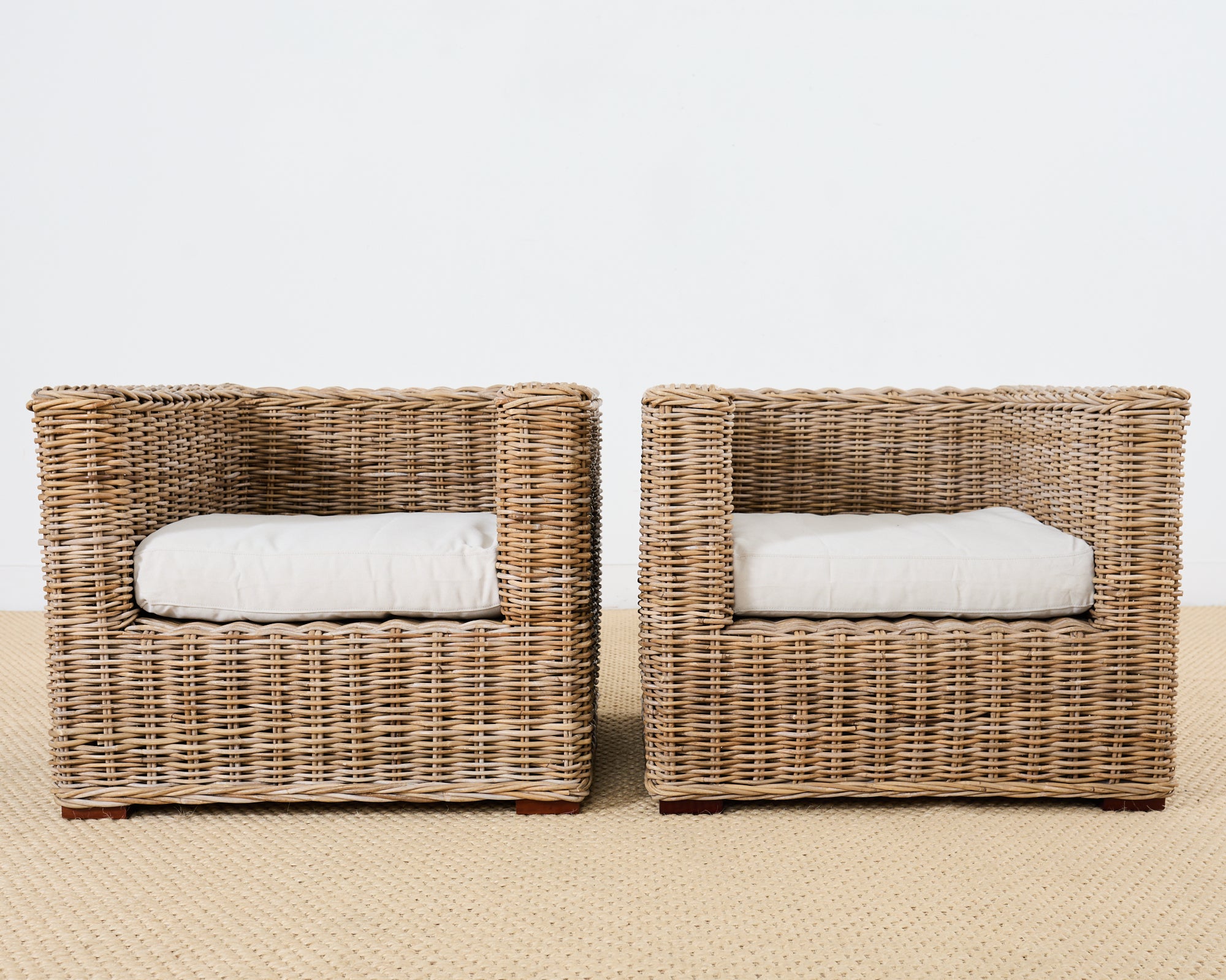 Pair of British Colonial Style Carved Caned Plantation Chairs – Erin ...