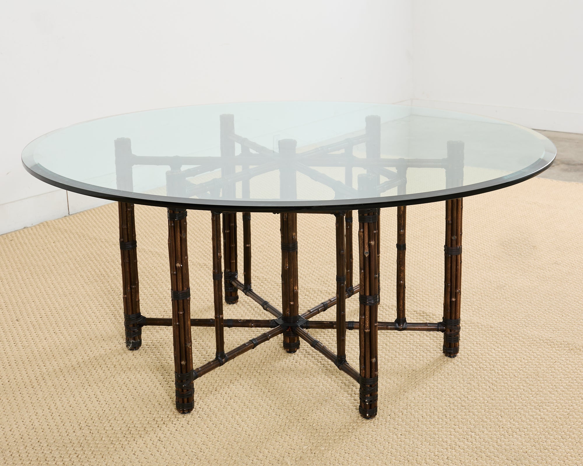 McGuire Hexagonal Organic Modern Round Bamboo Dining Table – Erin Lane ...