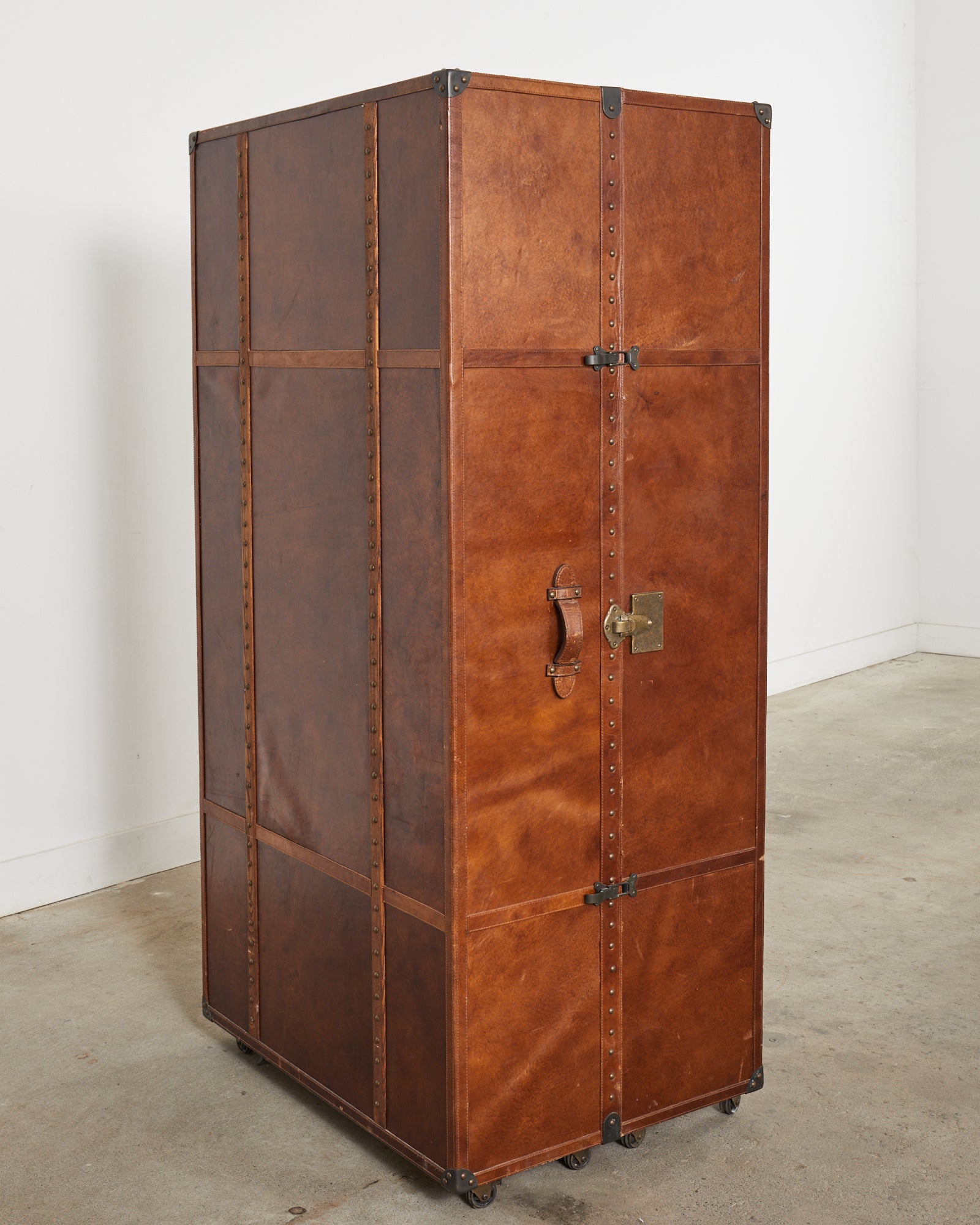 19th Century Rattan Leather Covered Steamer Carriage Trunk by Mendel ...
